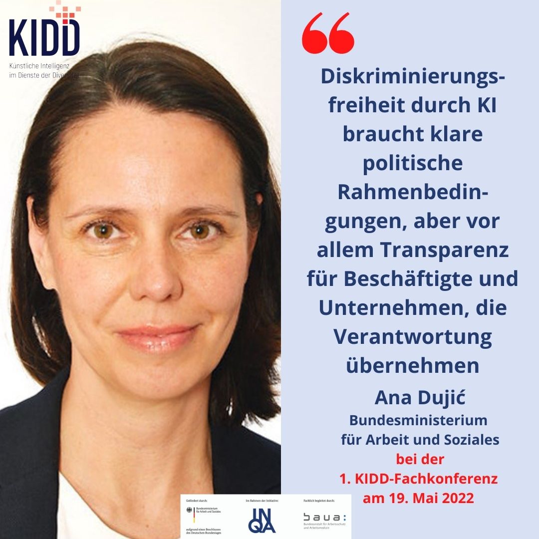 Ana Dujić als Expertin des BMAS auf der 1. KIDD-Fachkonferenz. 19. Mai ...